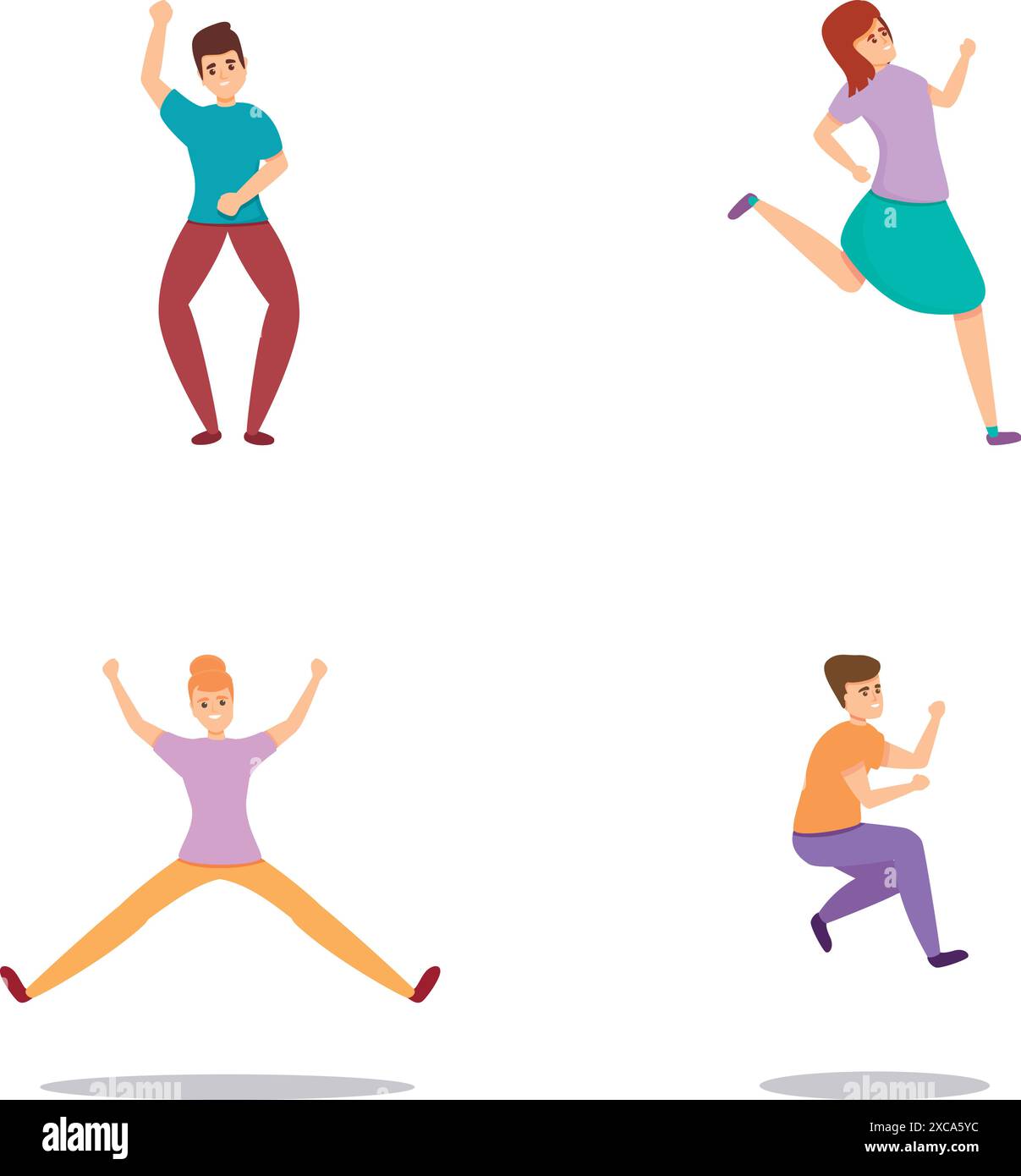 Hyperactive people icons set cartoon vector. Guy and girl with adhd ...