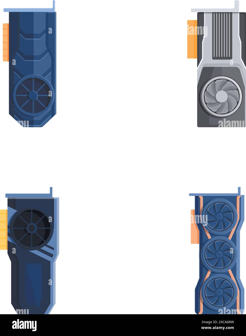 Graphic card icons set cartoon vector. Computer graphic card with ...