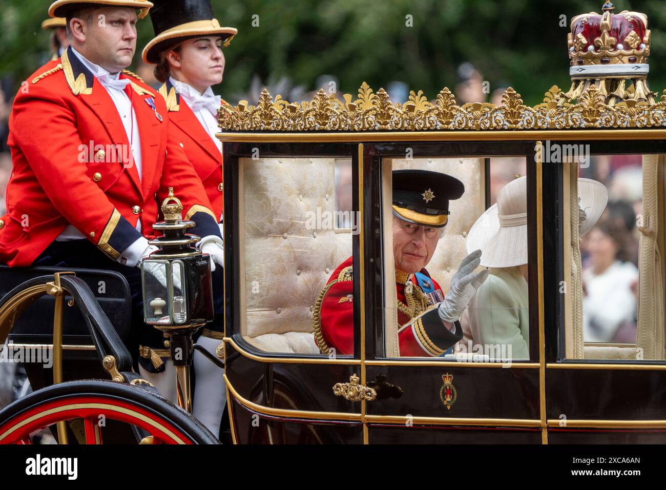 © Jeff Moore King Charles III and Queen Camilla travel by carriage for ...