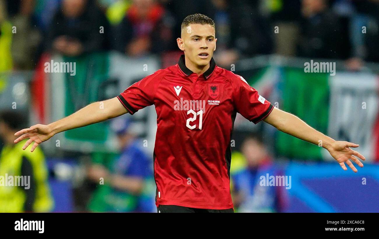 Dortmund, Germany. 15th June, 2024. Kristjan Asllani of Albania during ...