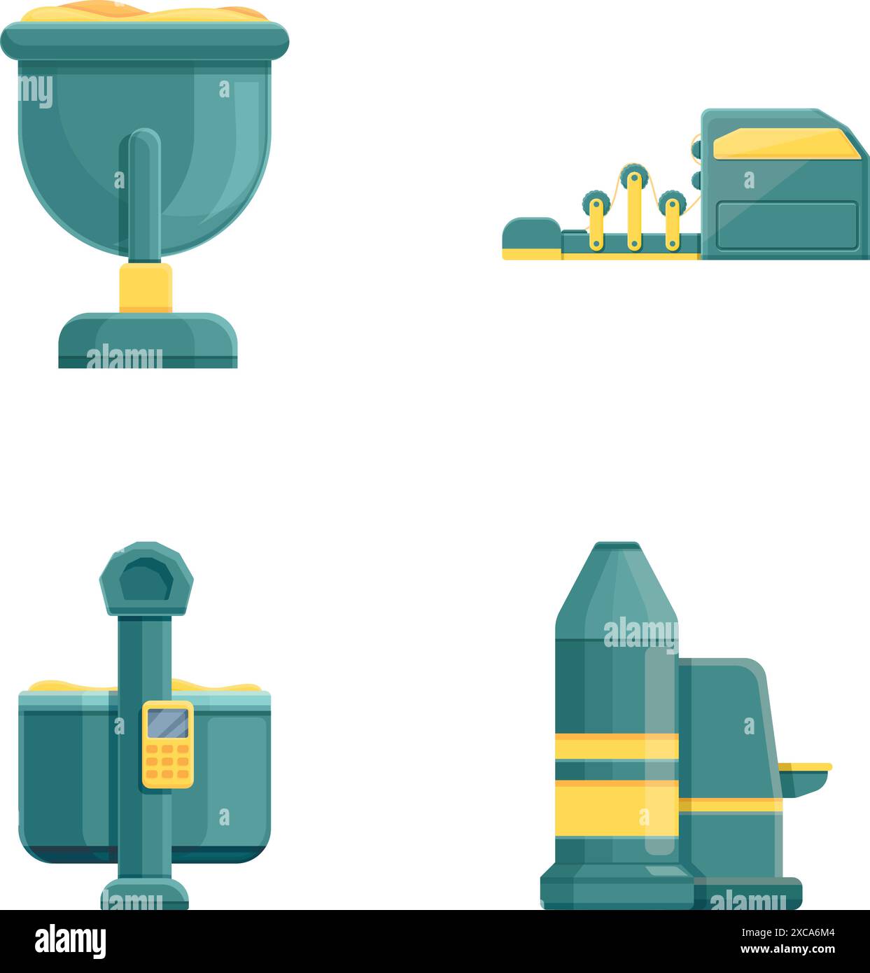 Industrial production icons set cartoon vector. Equipment for paper ...