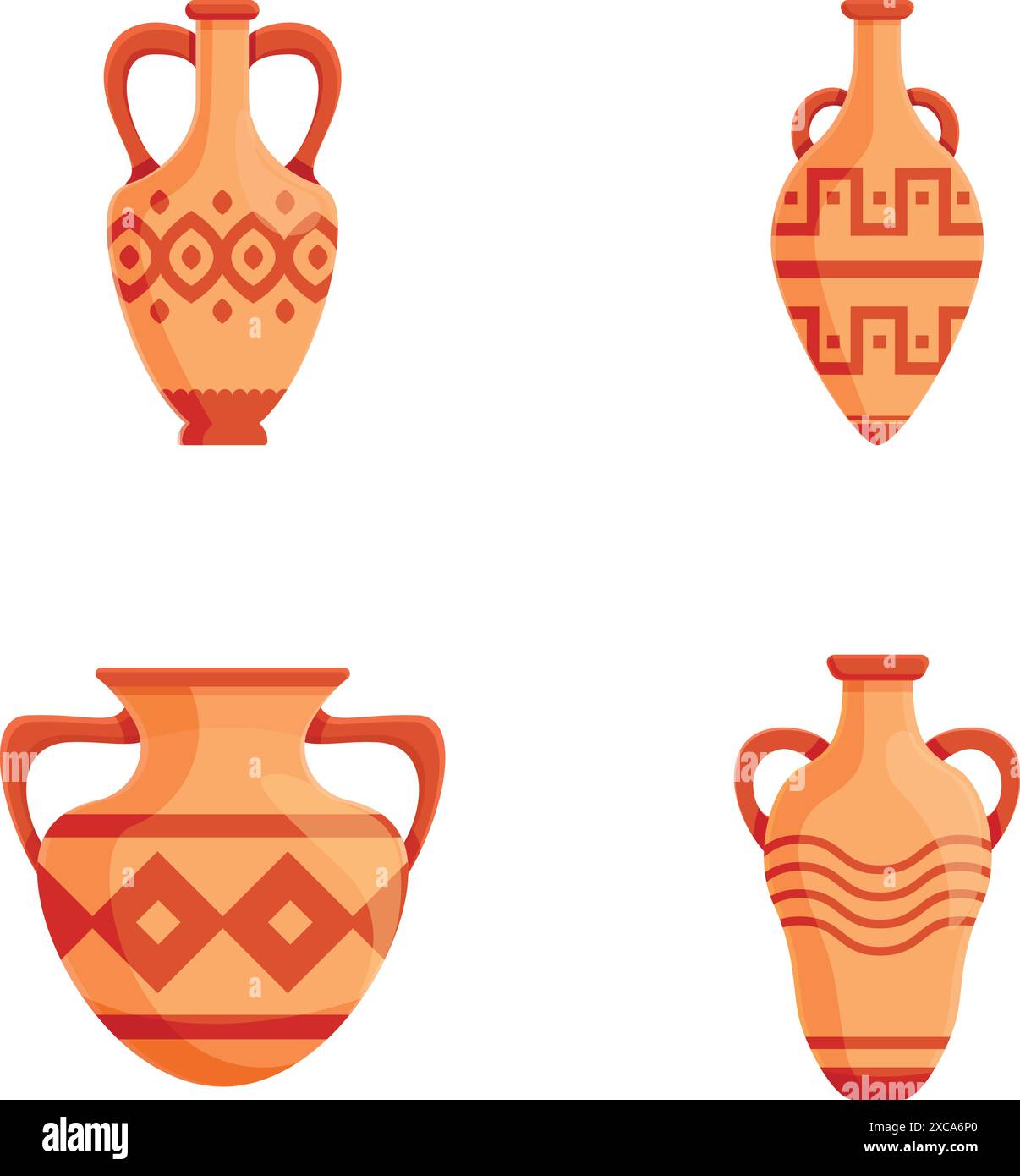 Roman vase icons set cartoon vector. Ancient greek or roman ceramic ...