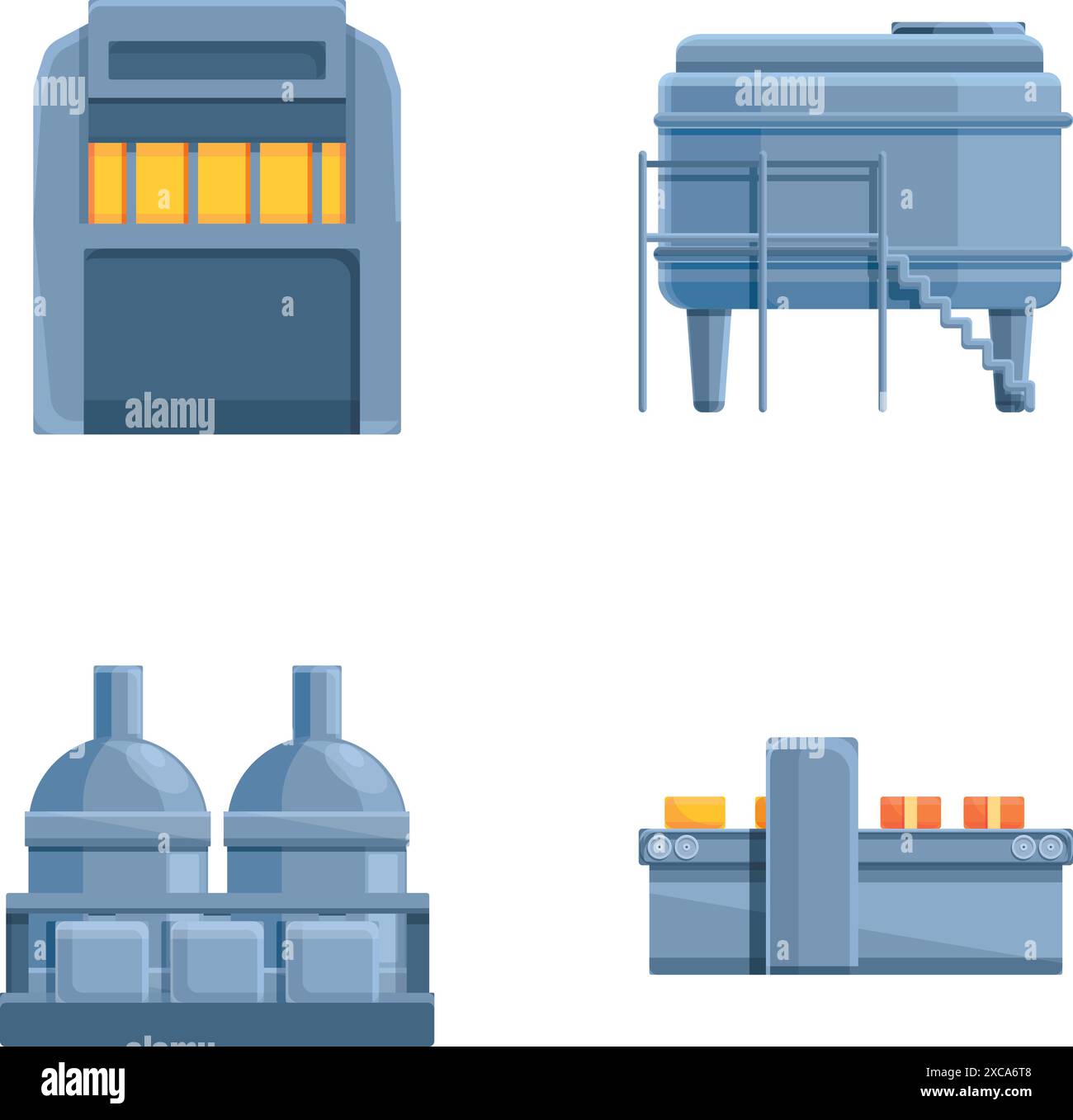 Cheese manufacturing icons set cartoon vector. Equipment for cheese ...