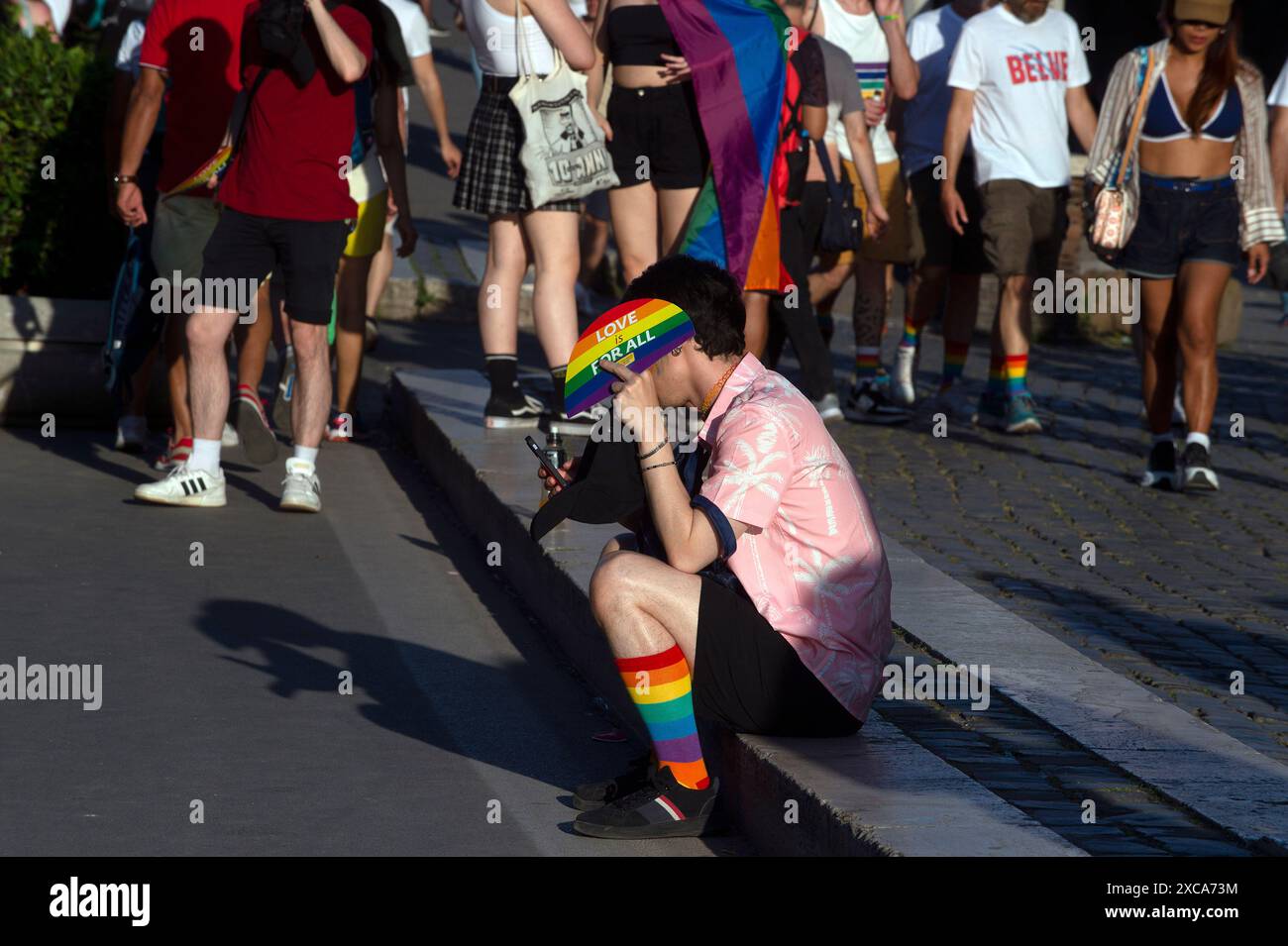 Italy,Rome, 2024/6/15 .People attend the Roma Pride 2024, in Rome ...