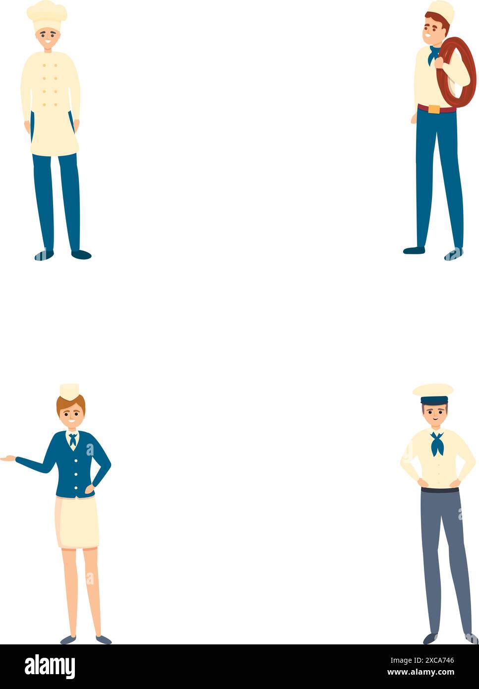 Ship crew crew icons set cartoon vector. Cruise liner crew character ...