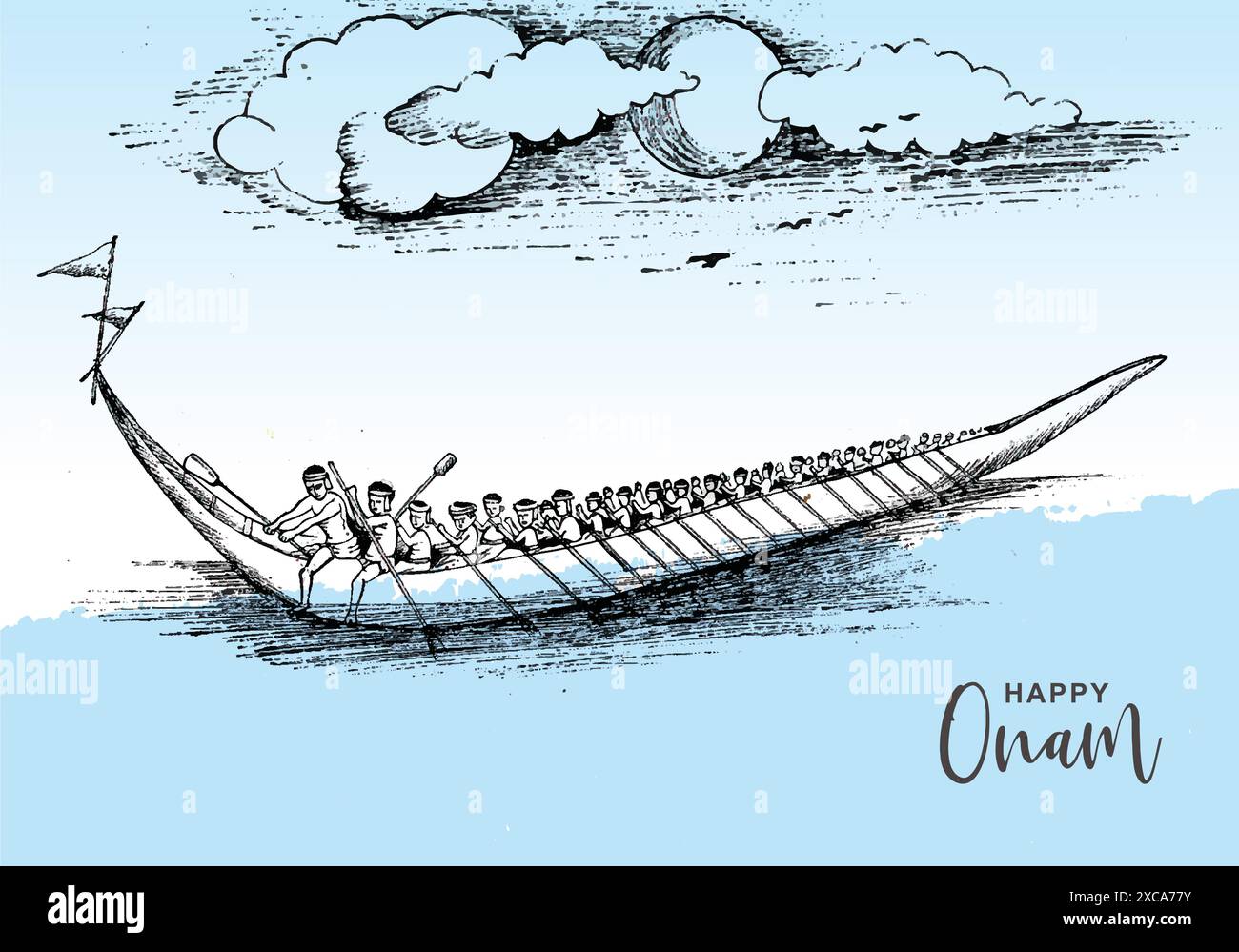 Hand draw sketch happy onam celebration card background Stock Vector ...