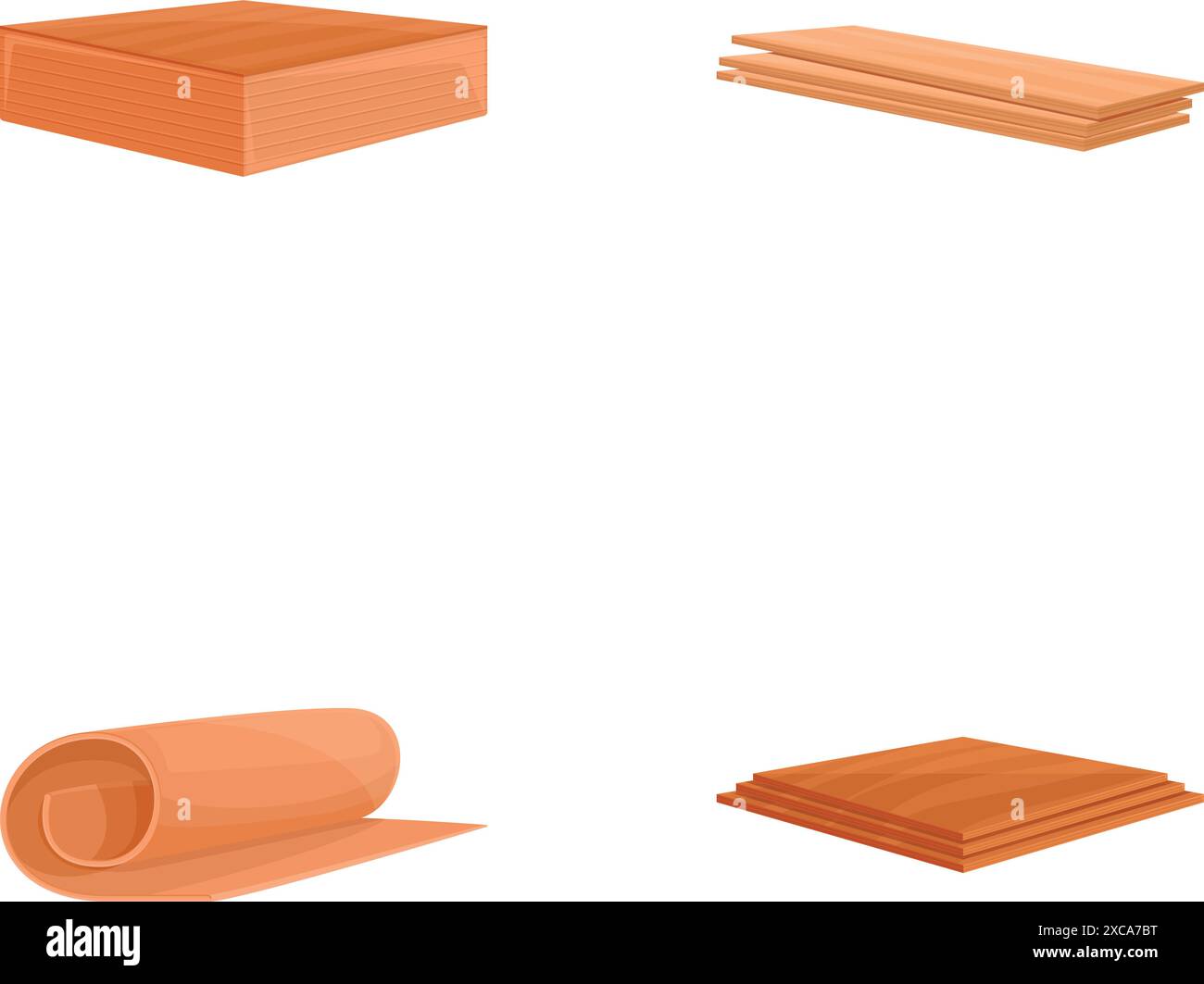 Floor material icons set cartoon vector. Timber plank such as parquet ...