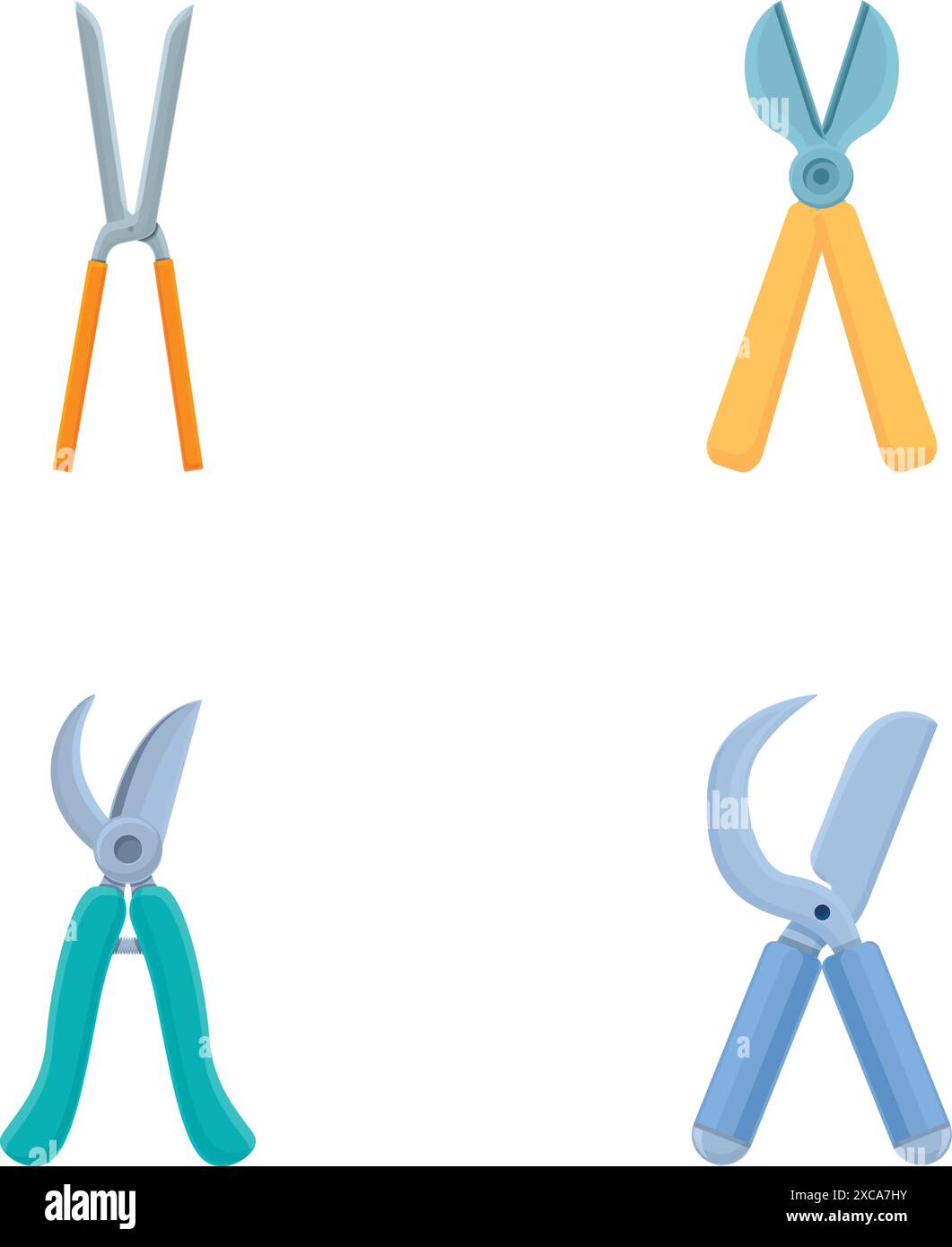 Garden secateurs icons set cartoon vector. Various garden secateurs ...