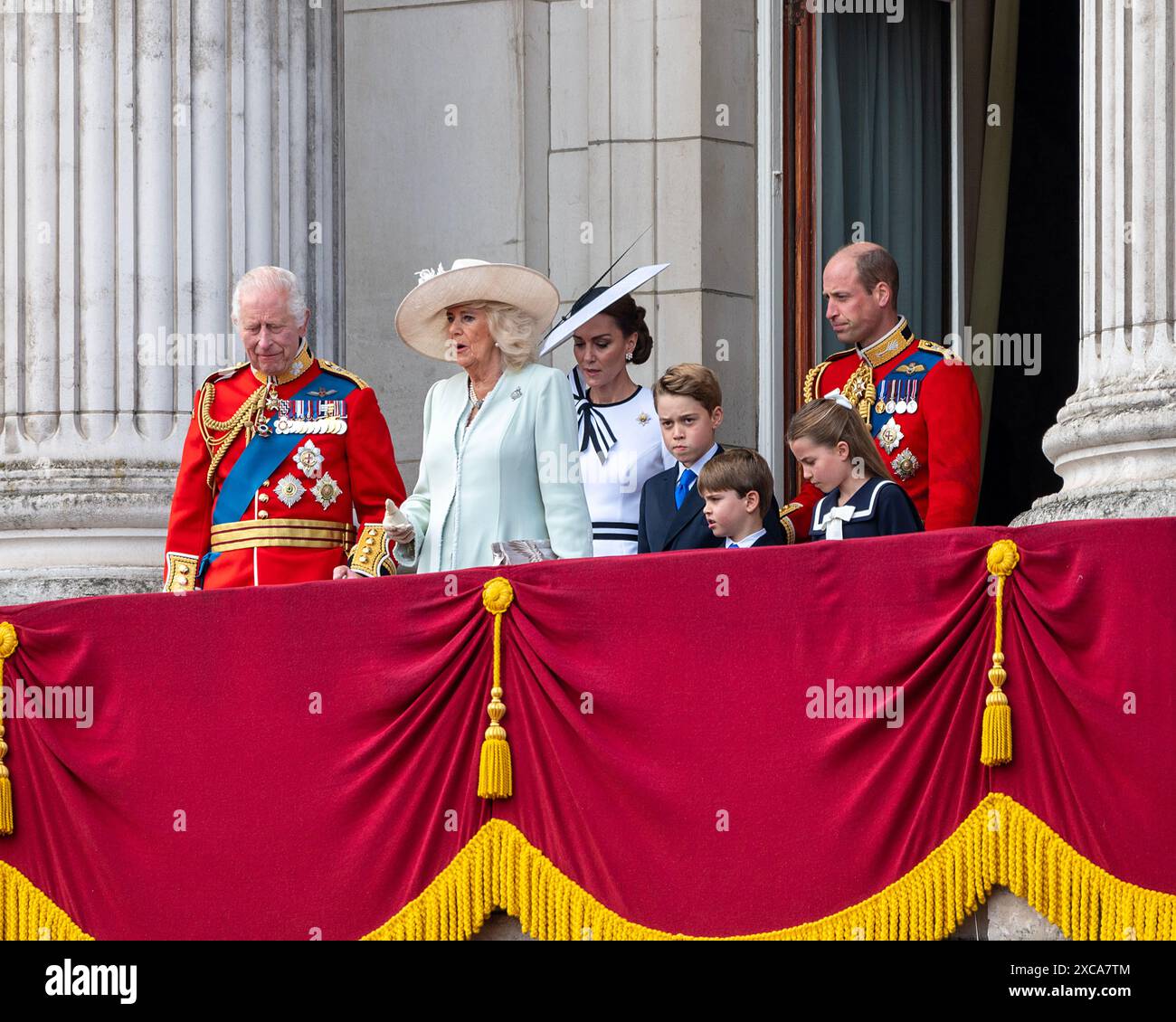 London, UK 15th Jun 2024. King Charles and Queen Camilla step out on to ...