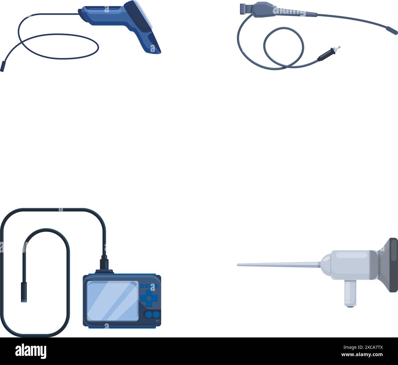 Modern endoscope icons set cartoon vector. Gastroscopy endoscope device ...