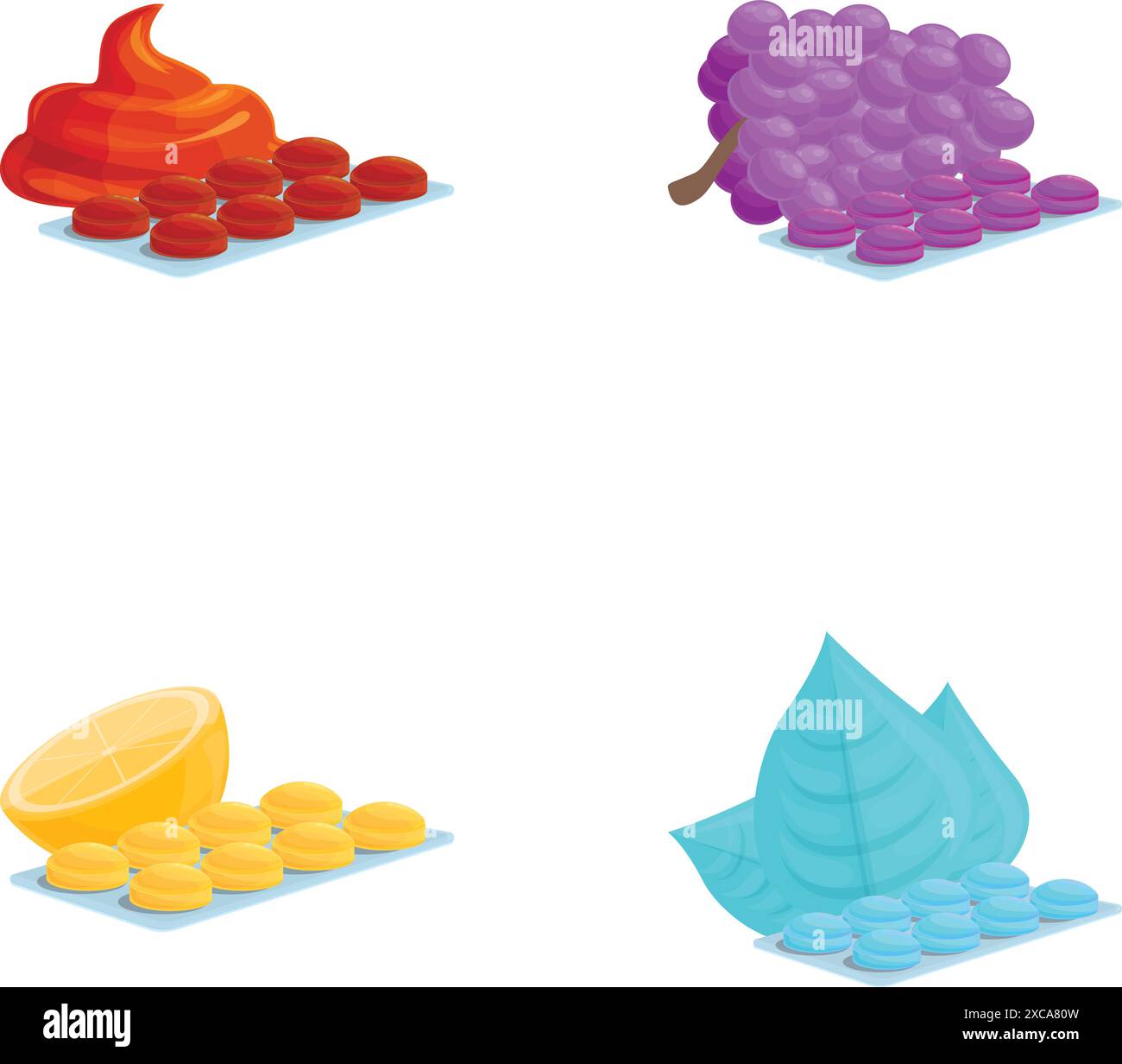 Lozenge icons set cartoon vector. Package of lozenge with various ...