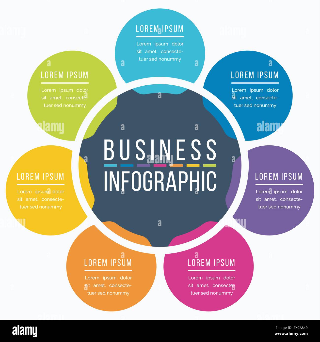 Circle Infographic design 7 steps, objects, options or elements ...
