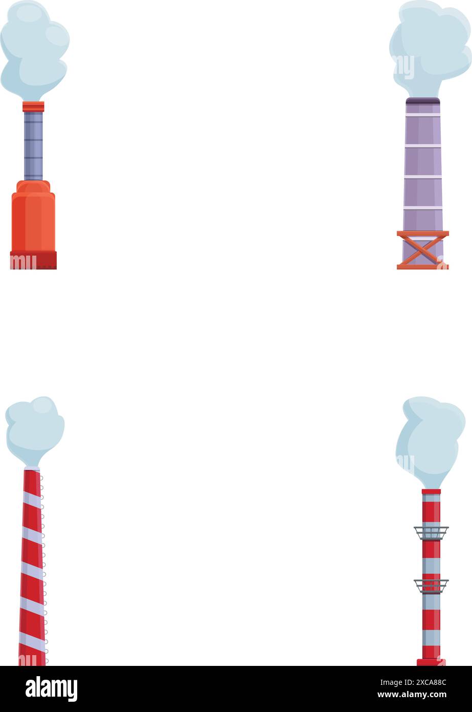 Industrial chimney icons set cartoon vector. Various factory chimney ...