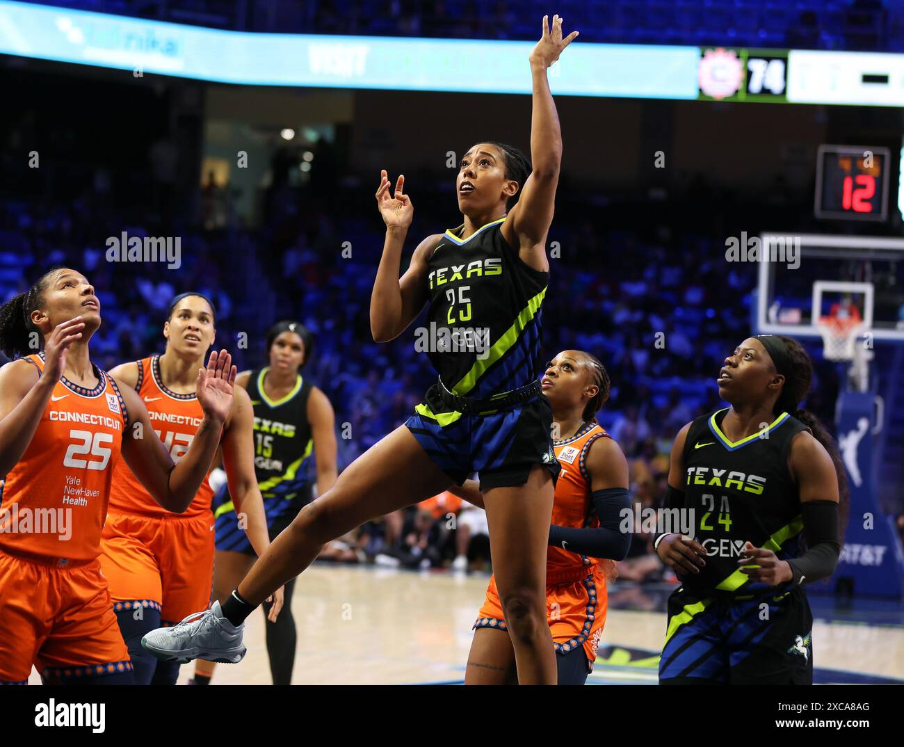 Arlington, TX, USA. 15th June, 2024. Dallas' Monique Billings (25) during the WNBA basketball ...
