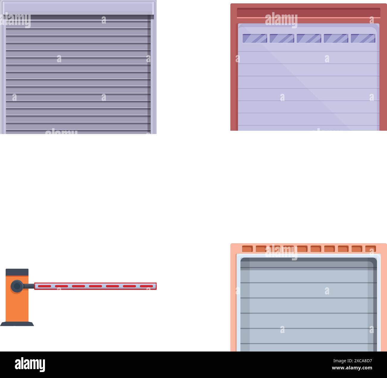Automatic gate icons set cartoon vector. Various gate and turnstile ...