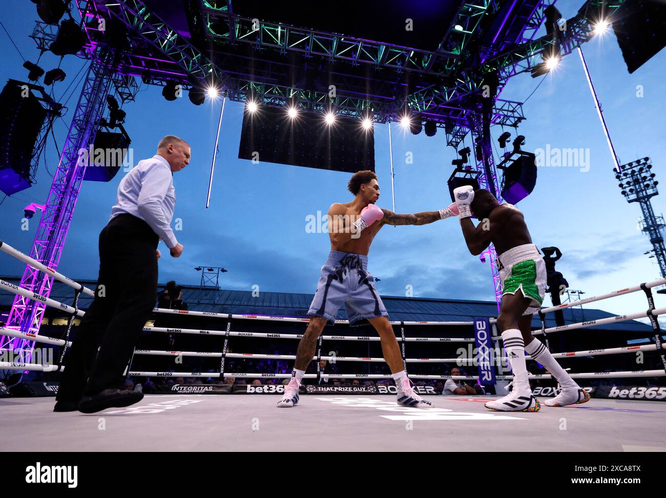 Ben Whittaker (centre) and Eworitse Ezra Arenyeka in the vacant IBF ...