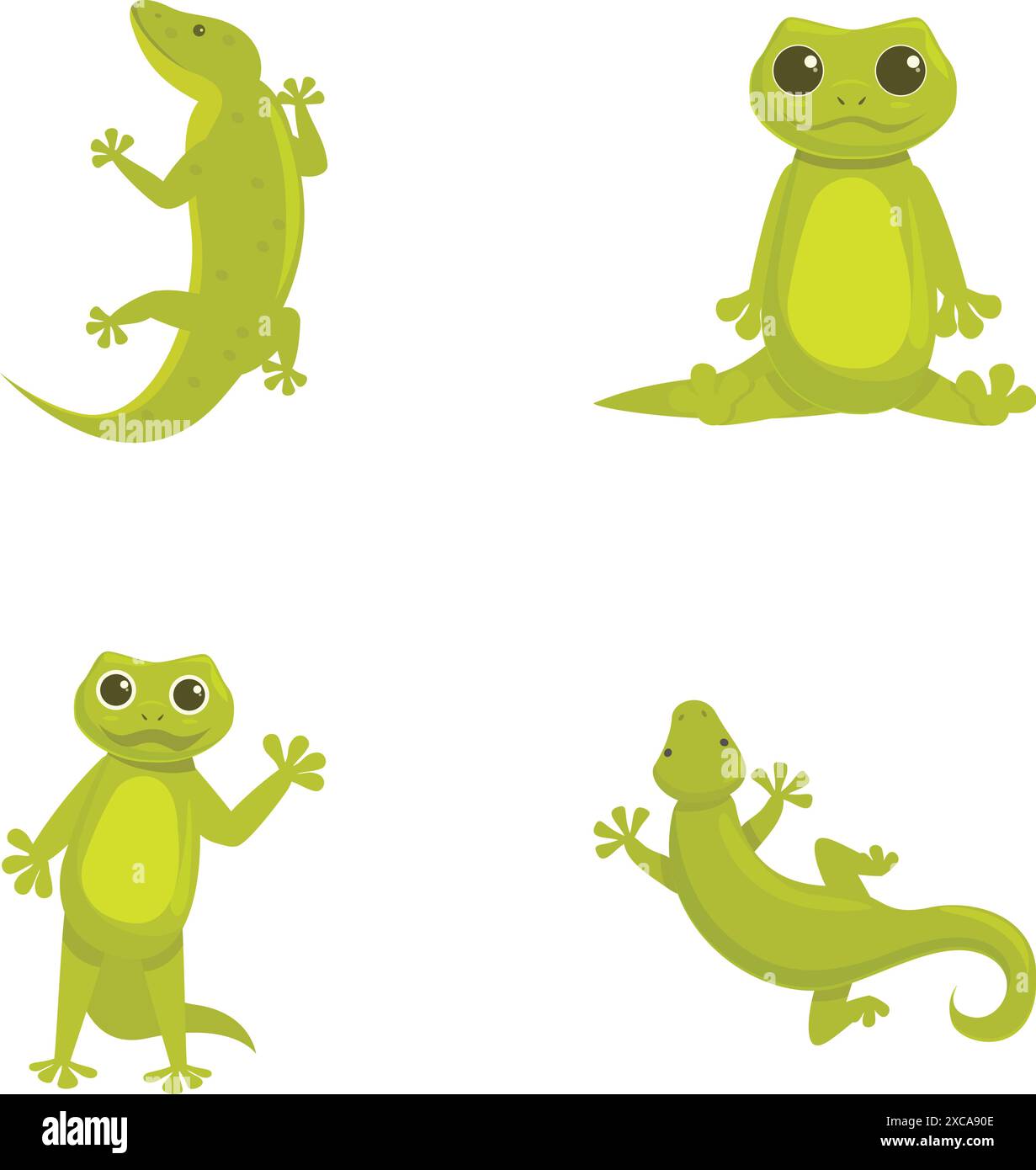Cartoon gecko icons set cartoon vector. Cute cartoon green lizard ...
