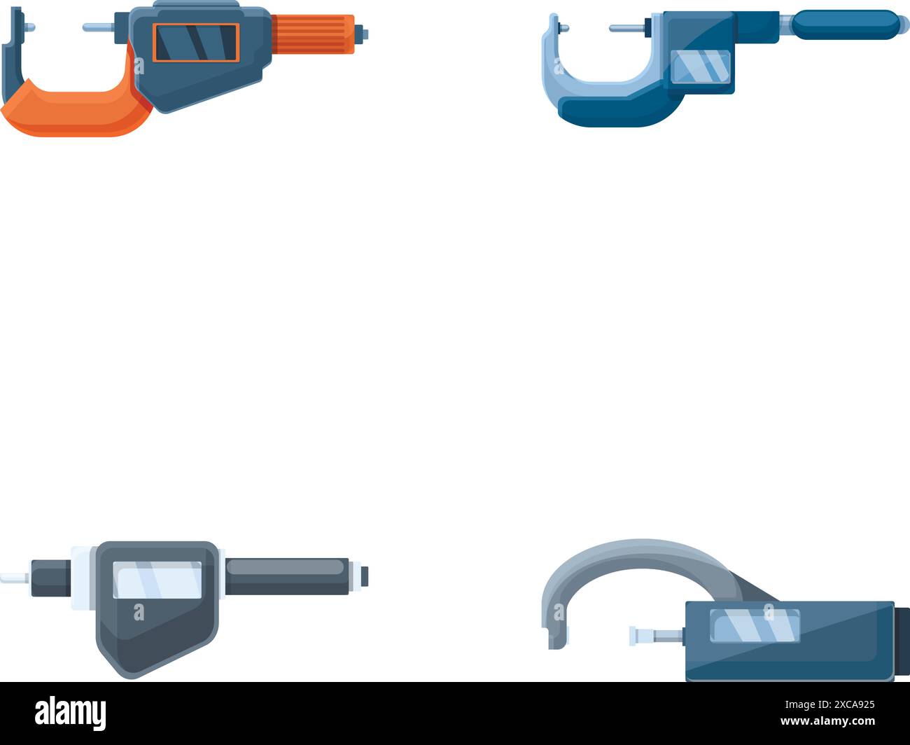 Micrometer icons set cartoon vector. Modern laboratory digital ...