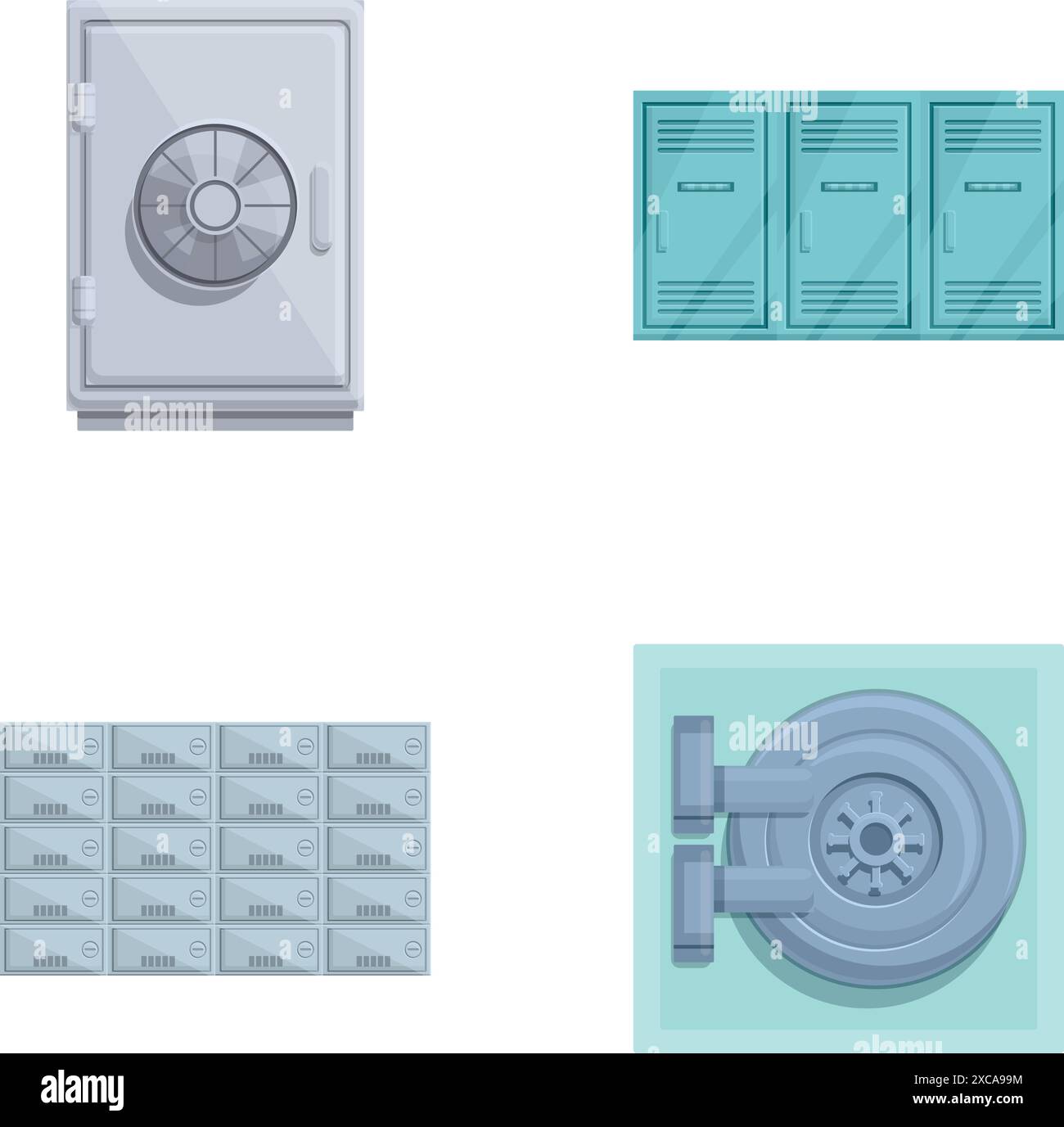 Security safe icons set cartoon vector. Armored box to protect money ...