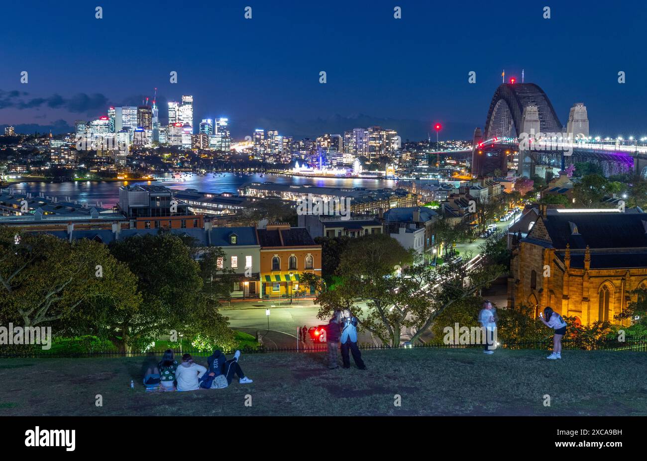 Observatory Hill and Sydney Harbour Bridge in Sydney, Australia, at ...
