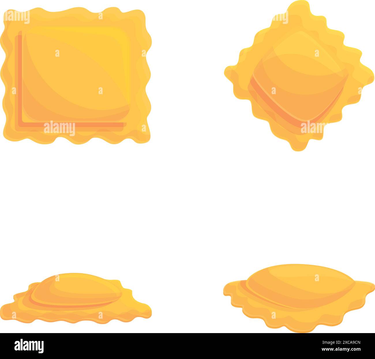 Various ravioli icons set cartoon vector. Ravioli of different shape ...