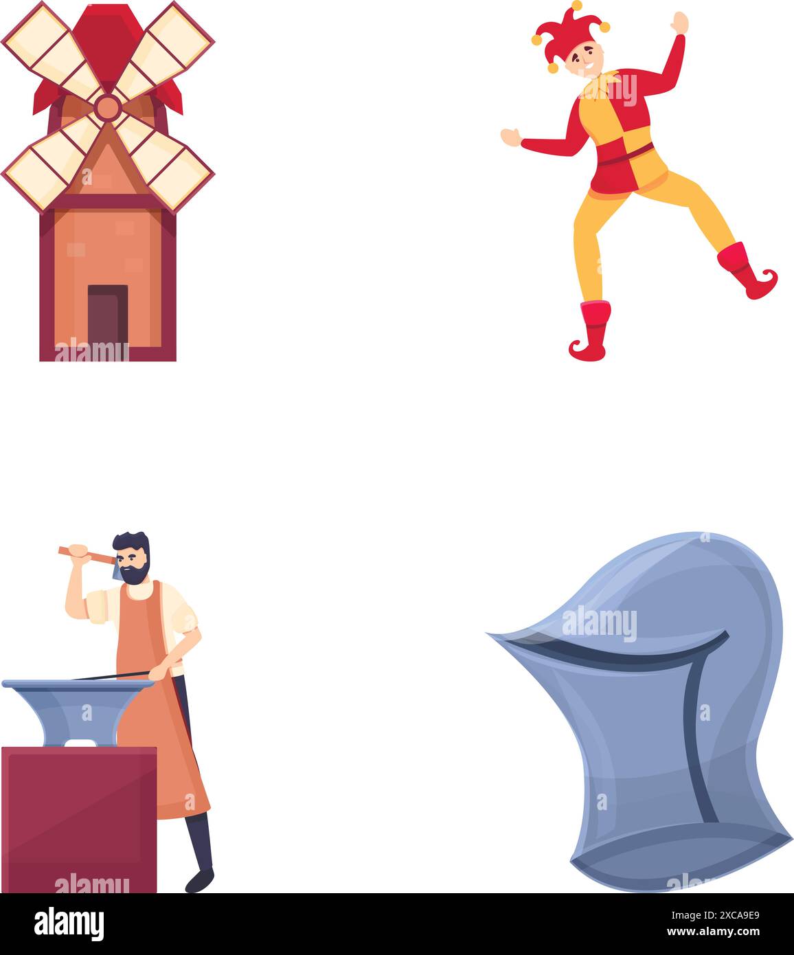 Medieval character icons set cartoon vector. Middle ages attribute ...