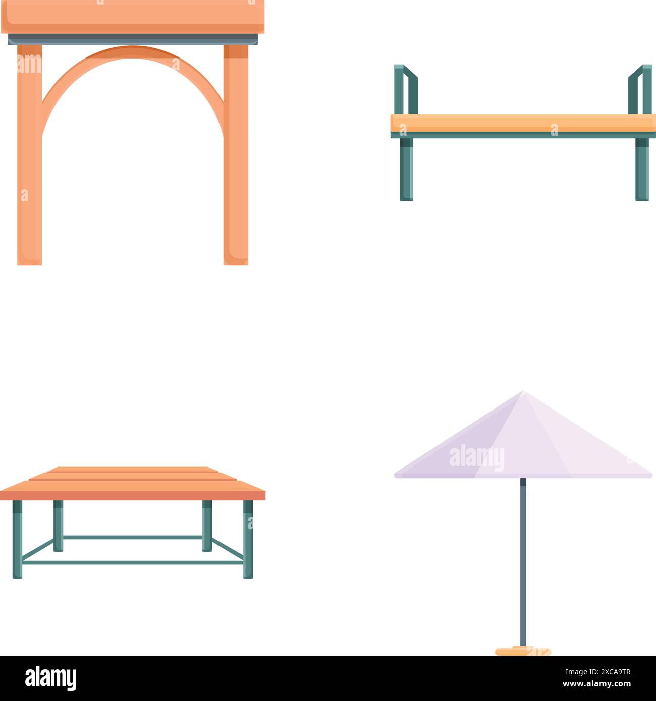 Outdoor furniture icons set cartoon vector. Various kind of modern ...