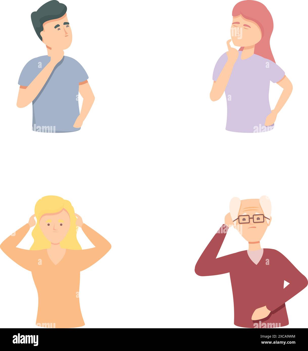 Brain disease icons set cartoon vector. Problem memory loss, clouding ...