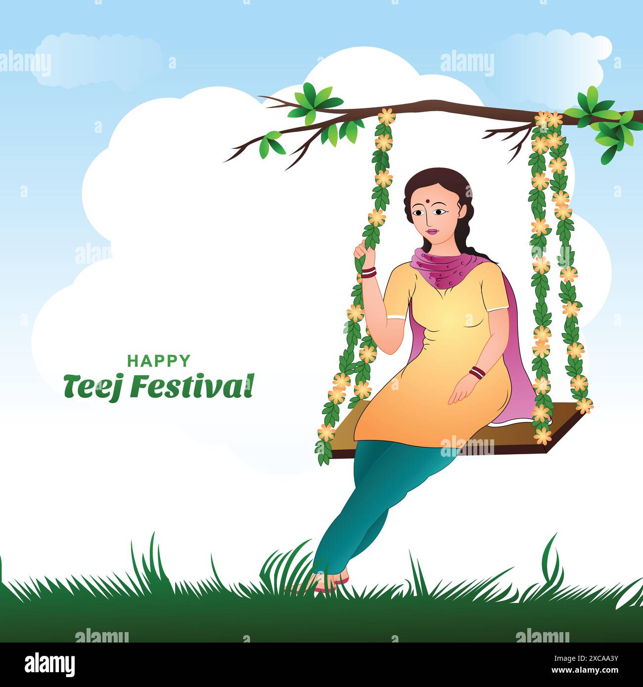 Happy hariyali teej indian festival card background Stock Vector Image ...