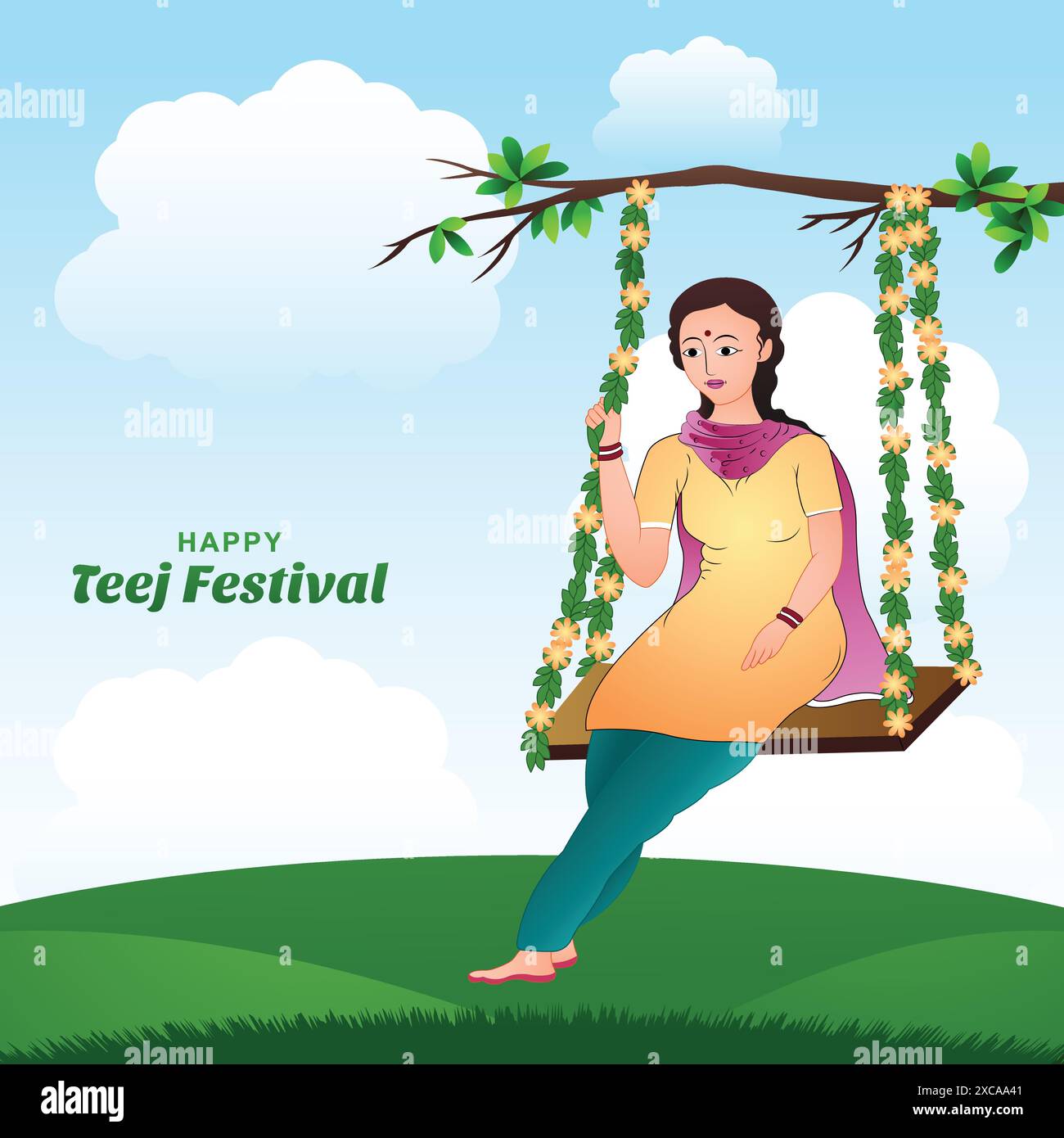 Happy hariyali teej indian festival card background Stock Vector Image ...