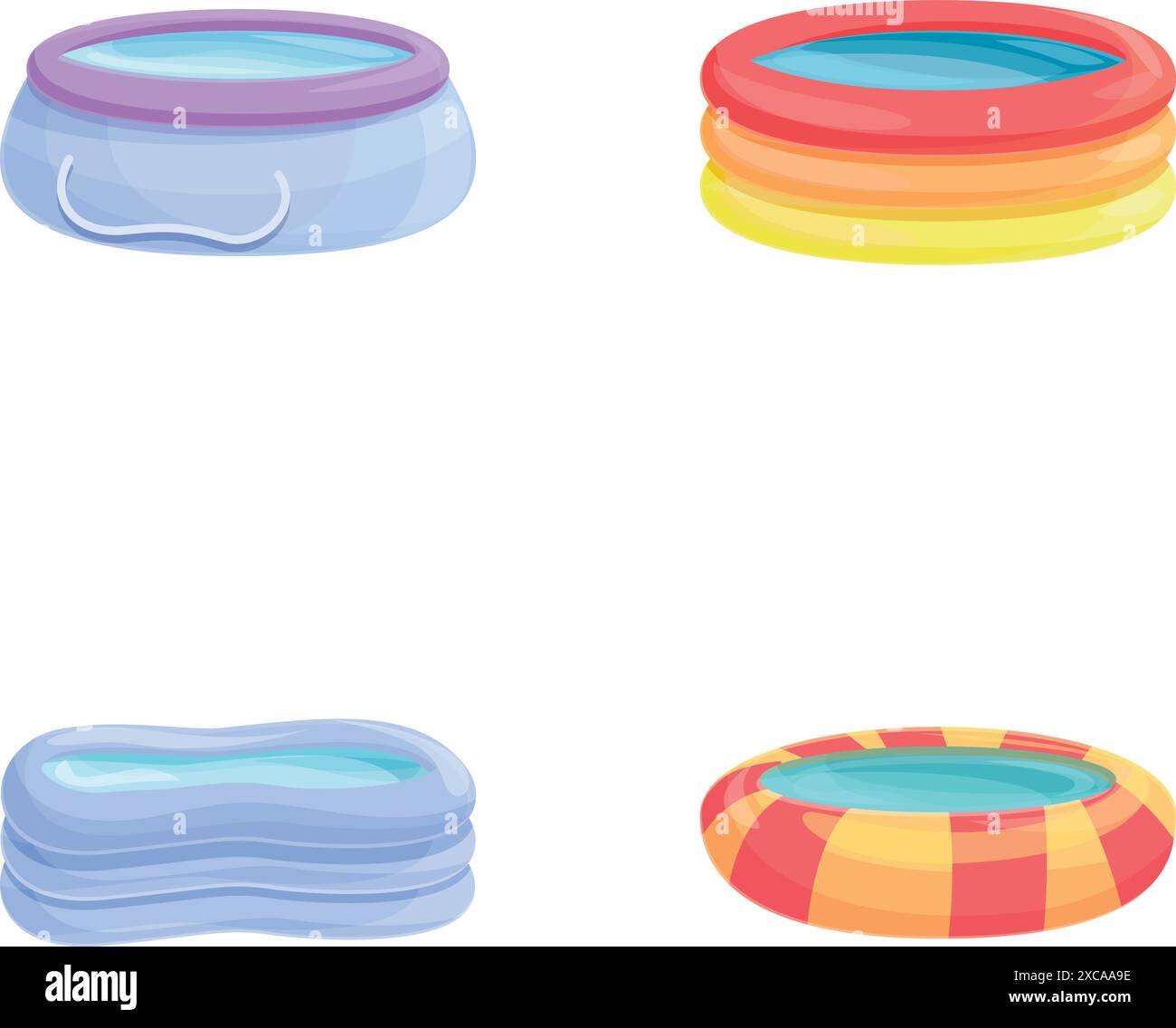 Swimming pool icons set cartoon vector. Inflatable pool of various ...