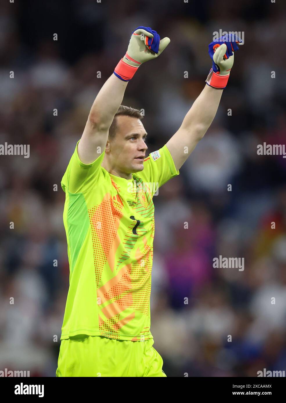 MUNICH, GERMANY - JUNE 14: Manuel Neuer of Germany celebrates during ...