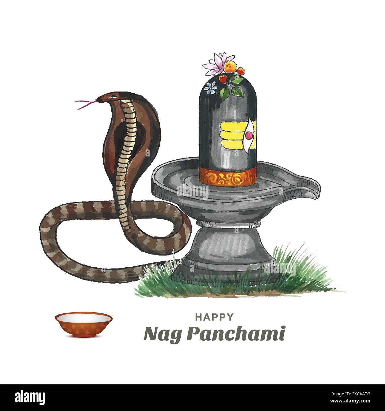Happy nag panchami indian festival card illustration background Stock ...