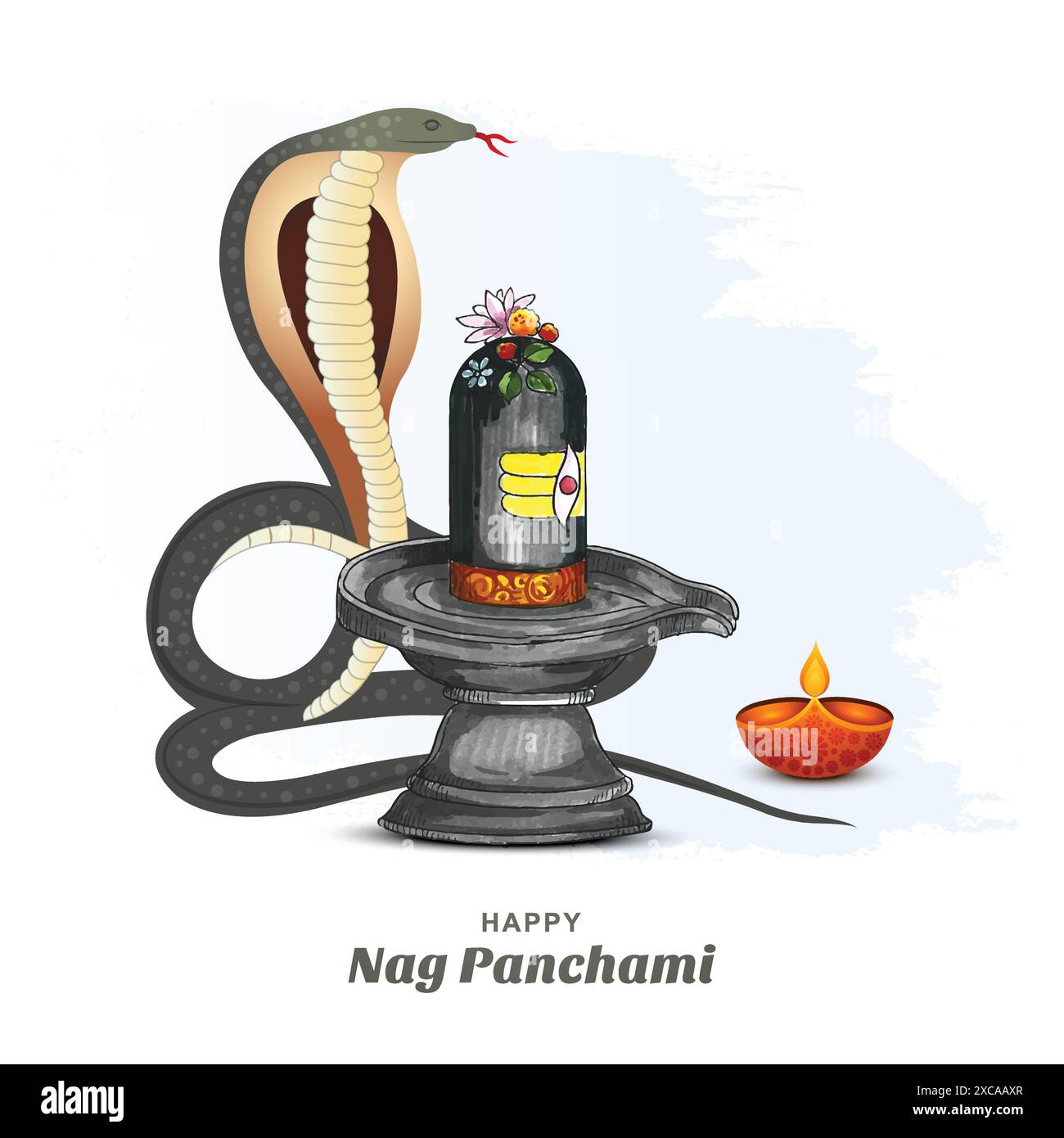 Happy nag panchami indian festival card illustration background Stock ...