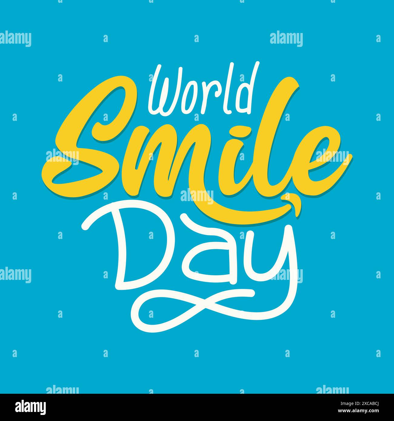Smile day fun text with smile face and stars vector illustration on ...