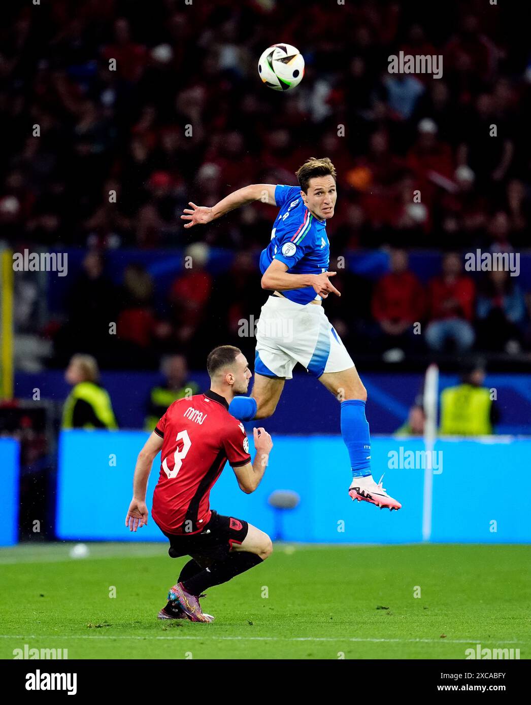 Italy's Federico Chiesa and Albania's Mario Mitaj during the UEFA Euro ...
