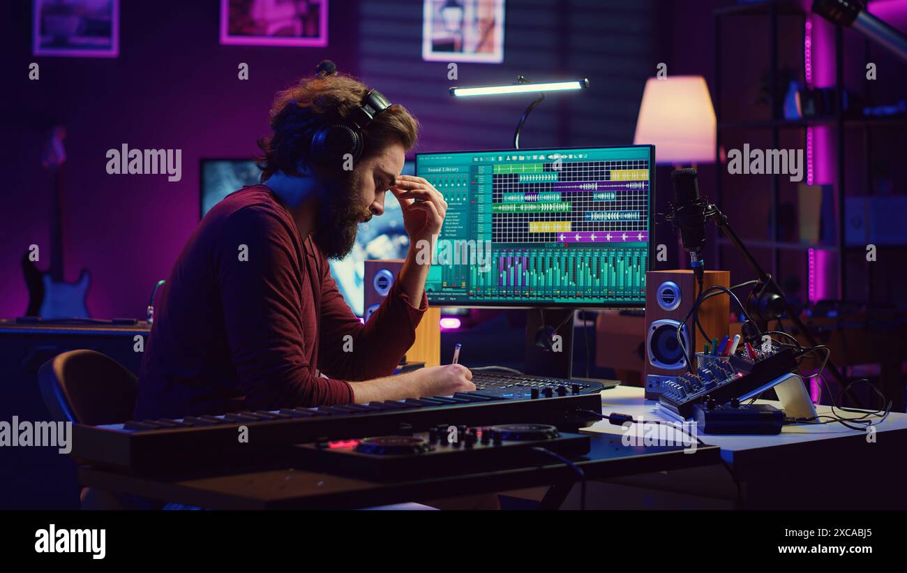 Sound technician writing notes hi-res stock photography and images - Alamy