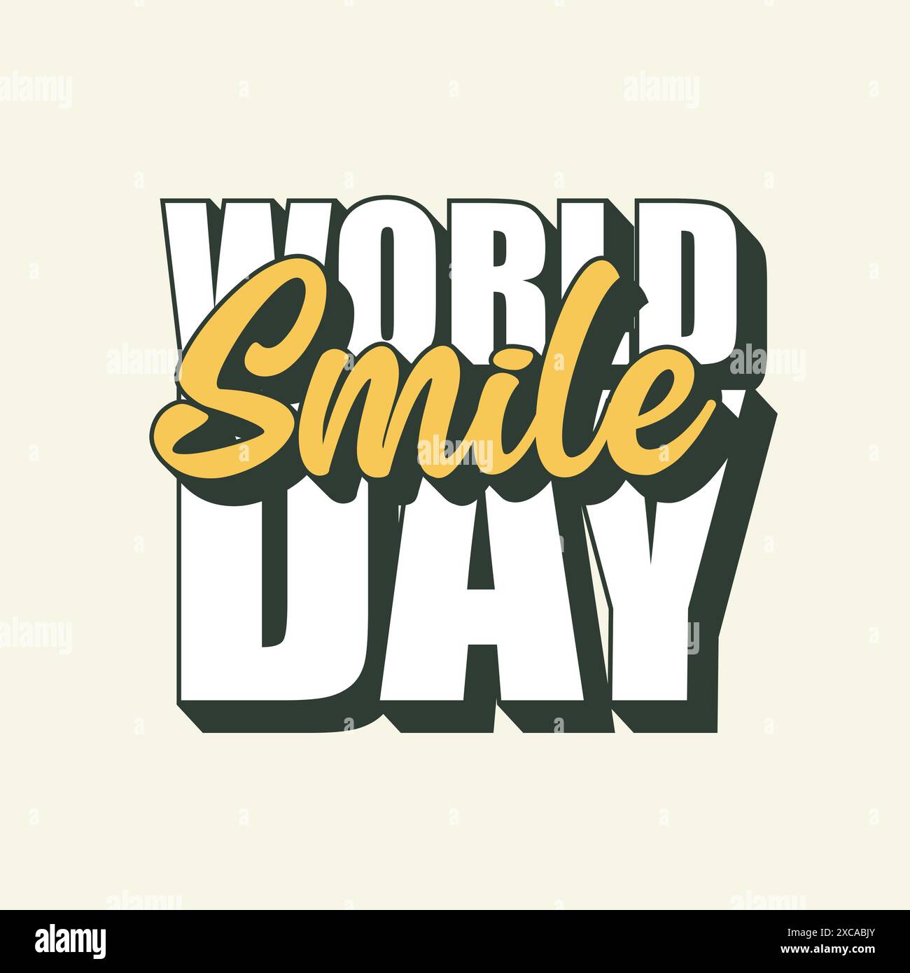 Smile day fun text with smile face and stars vector illustration on ...