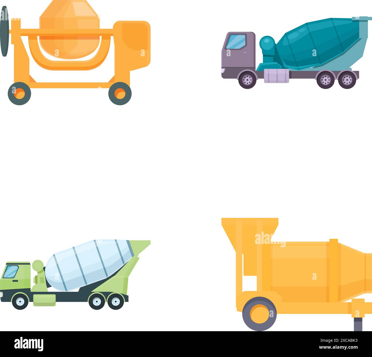 Cement mixer icons set cartoon vector. Concrete mixer truck ... Cement mixer icons set cartoon vector. Concrete mixer truck ...