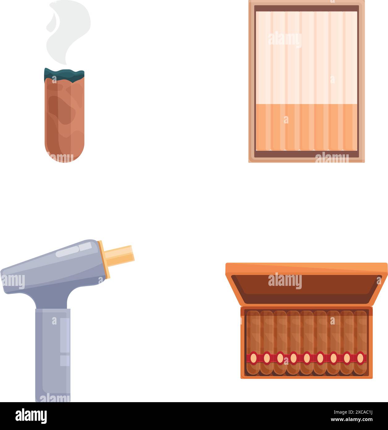 Cuban cigar icons set cartoon vector. Cigarette, cigar and smoking ...