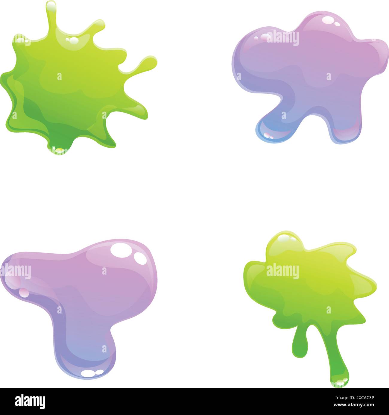 Cartoon slime icons set cartoon vector. Colorful dripping slime stain ...
