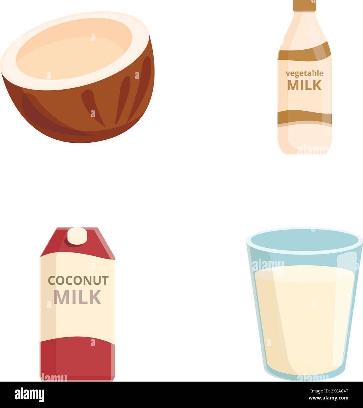 Vegetarian milk icons set cartoon vector. Vegan milk in carton box ...
