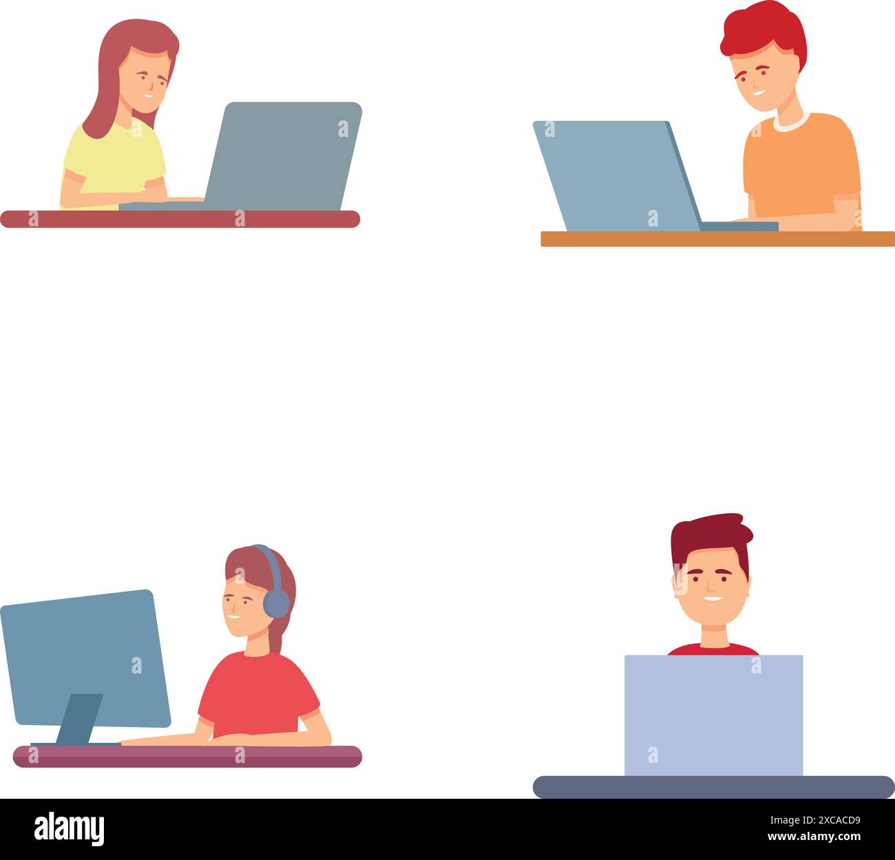 Programmer people icons set cartoon vector. Software development team ...