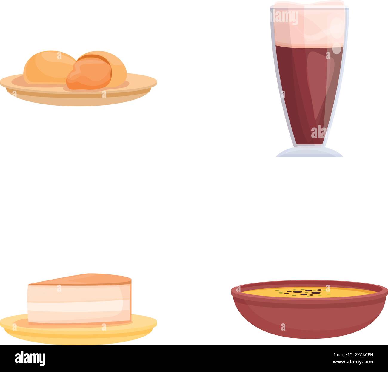 Austrian food icons set cartoon vector. Various austrian cuisine dish ...