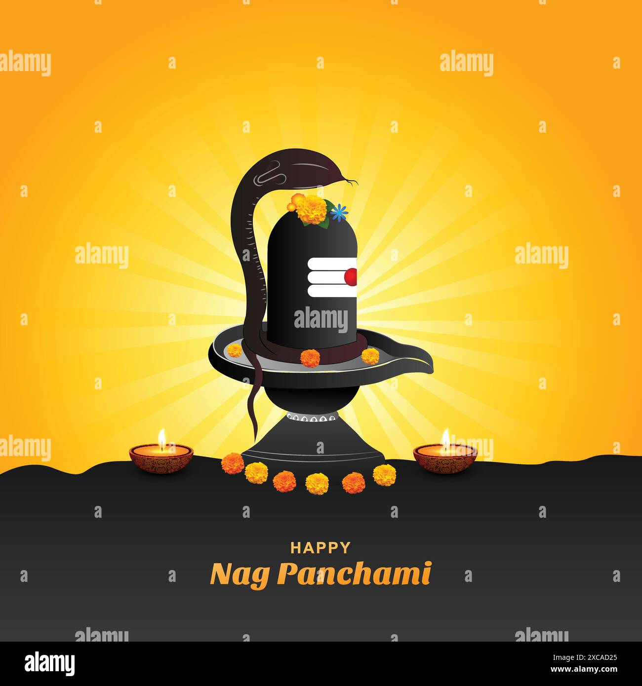 Nag panchami card on indian festival celebration background Stock ...