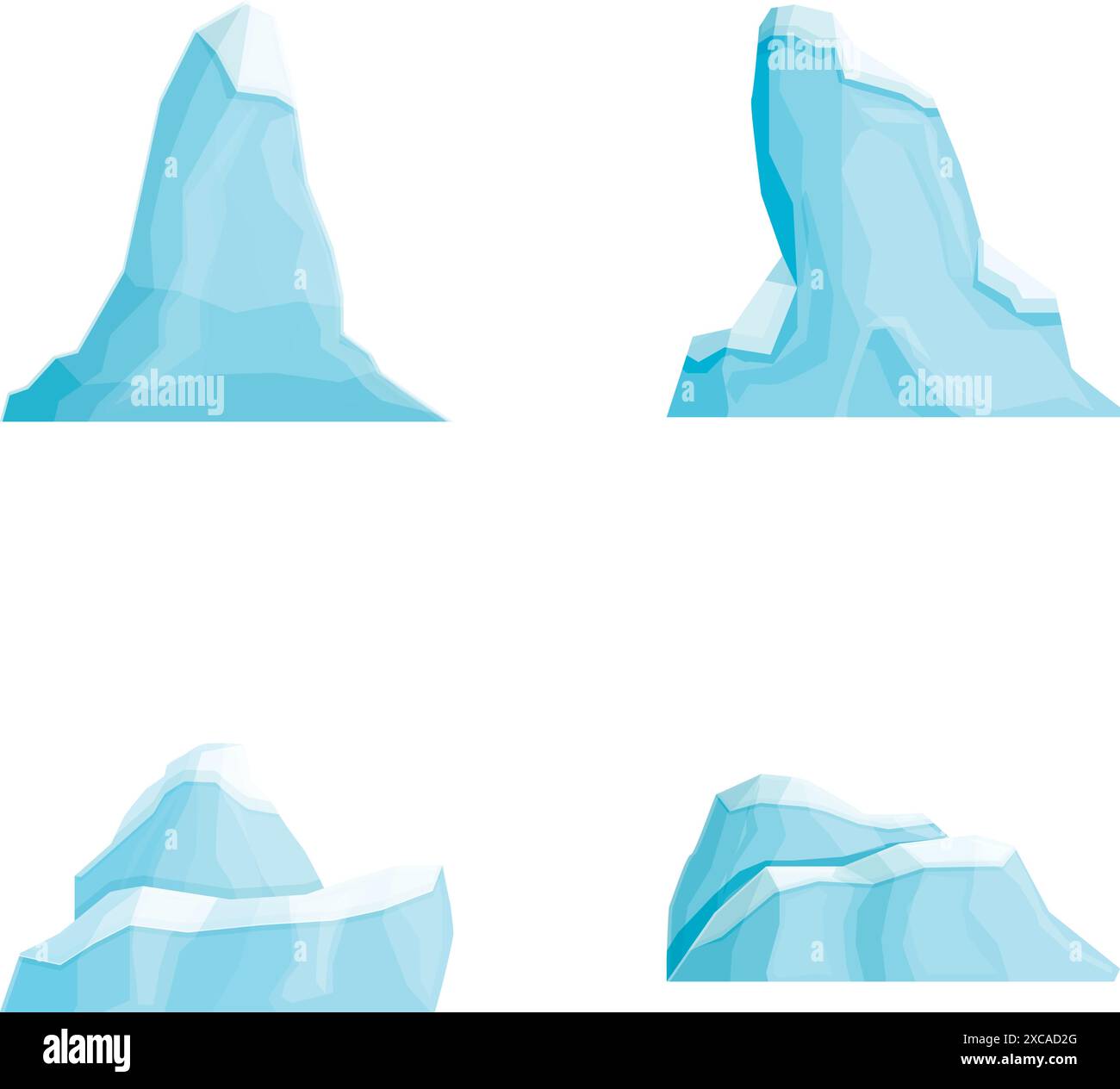 Floating iceberg icons set cartoon vector. Iceberg floating in ocean ...