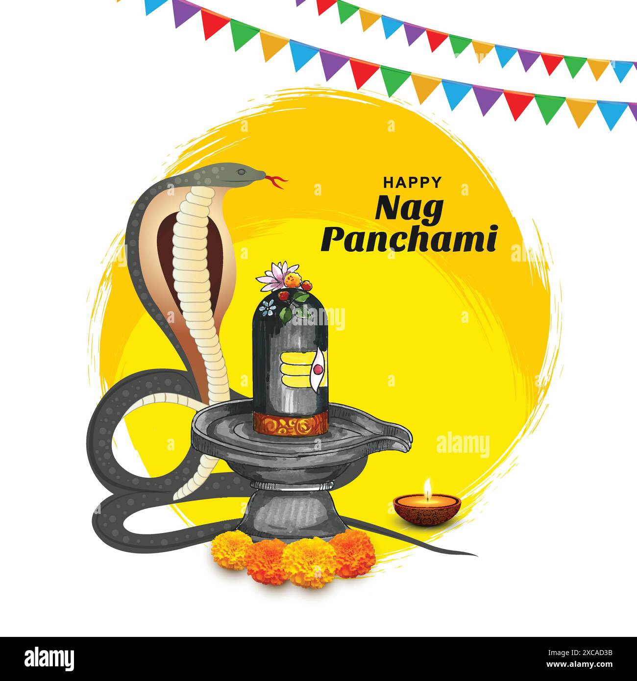 Nag panchami card on indian festival celebration background Stock ...