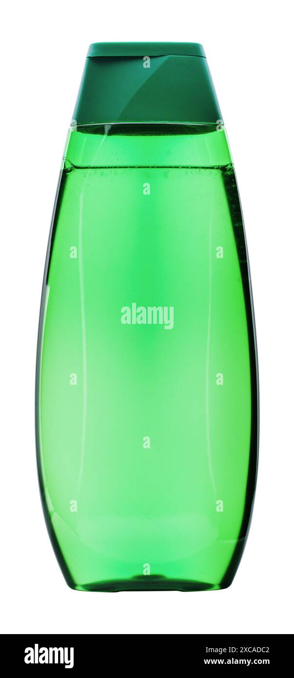 Green transparent plastic shampoo bottle isolated Stock Photo - Alamy