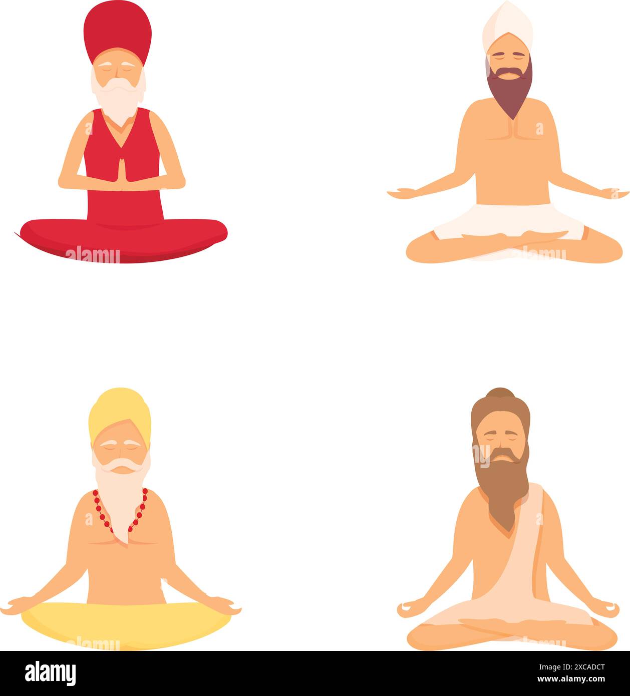 Yogi icons set cartoon vector. Meditating man in yoga lotus pose ...