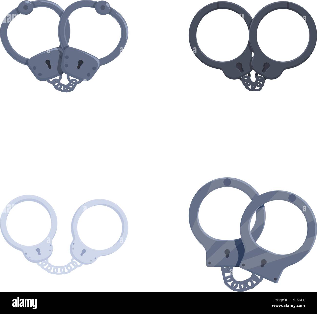 Closed handcuff icons set cartoon vector. Various metal handcuff ...